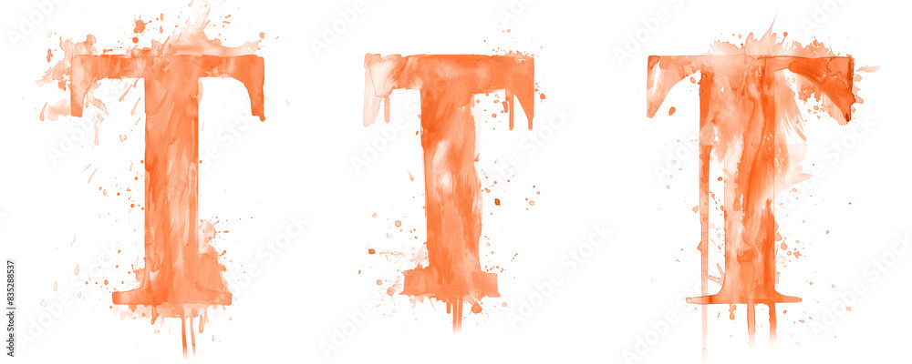 Ai Generated Art Watercolor Set of Multiple Different Pastel Capital T ...