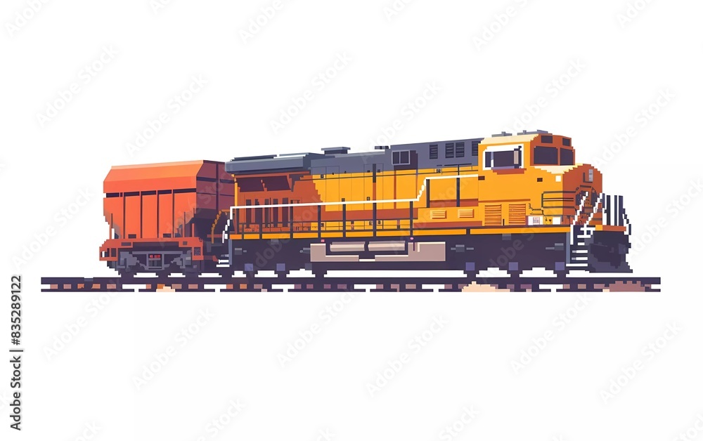8-bit pixel freight train, pixel art vector illustration. isolated on ...
