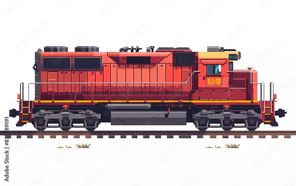 8-bit pixel freight train, pixel art vector illustration. isolated on ...