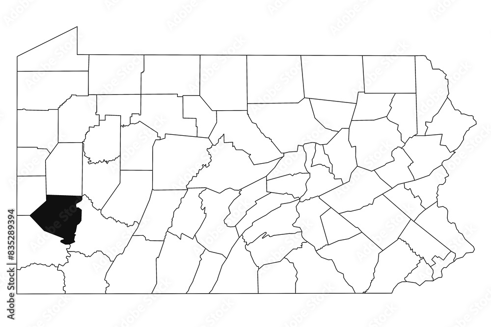 Map of Allegheny County in Pennsylvania state on white background ...