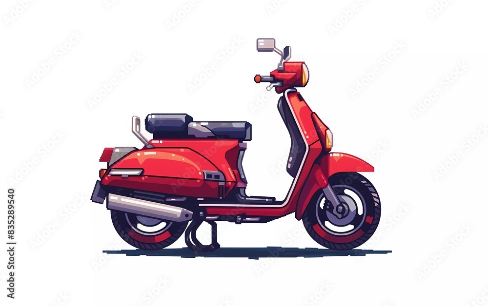 8-bit pixel scooter, pixel art vector illustration. isolated on white ...