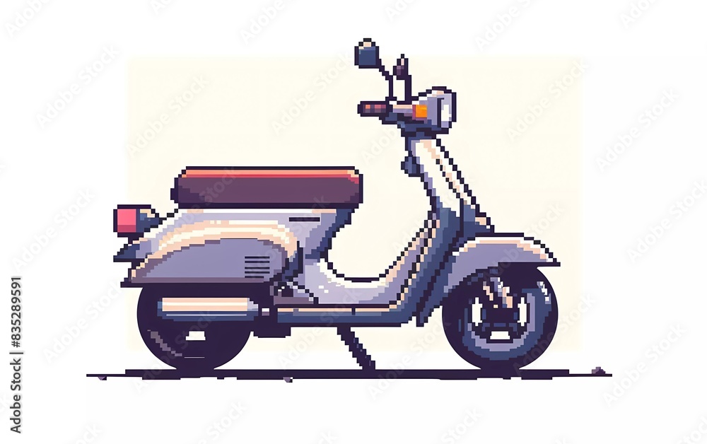 8-bit pixel scooter, pixel art vector illustration. isolated on white ...