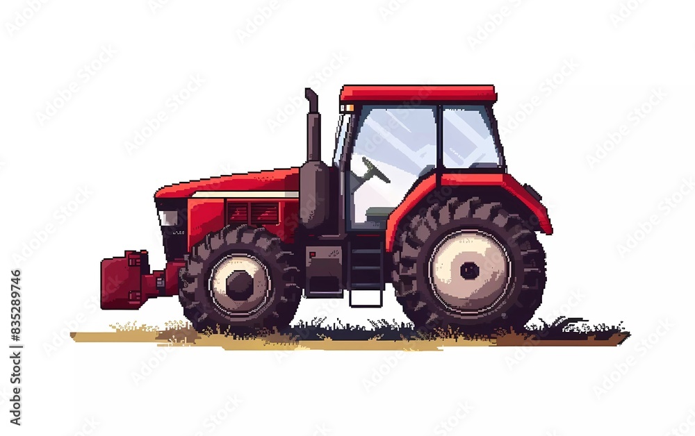 8-bit pixel tractor, pixel art vector illustration. isolated on white ...