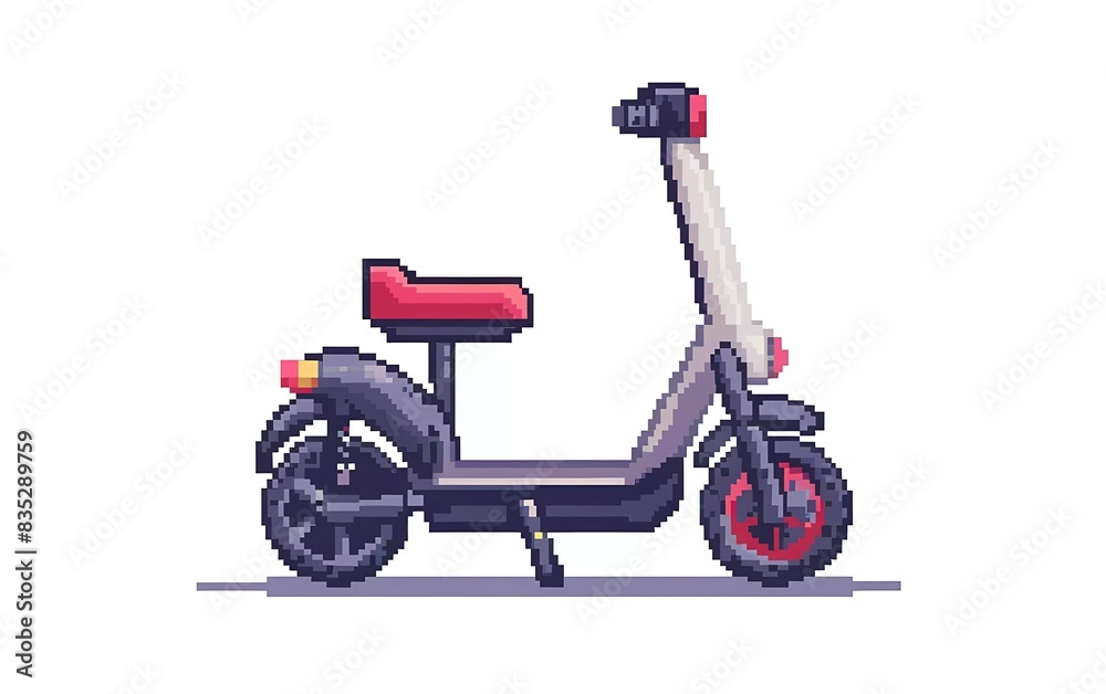8-bit pixel electric scooter, pixel art vector illustration. isolated ...