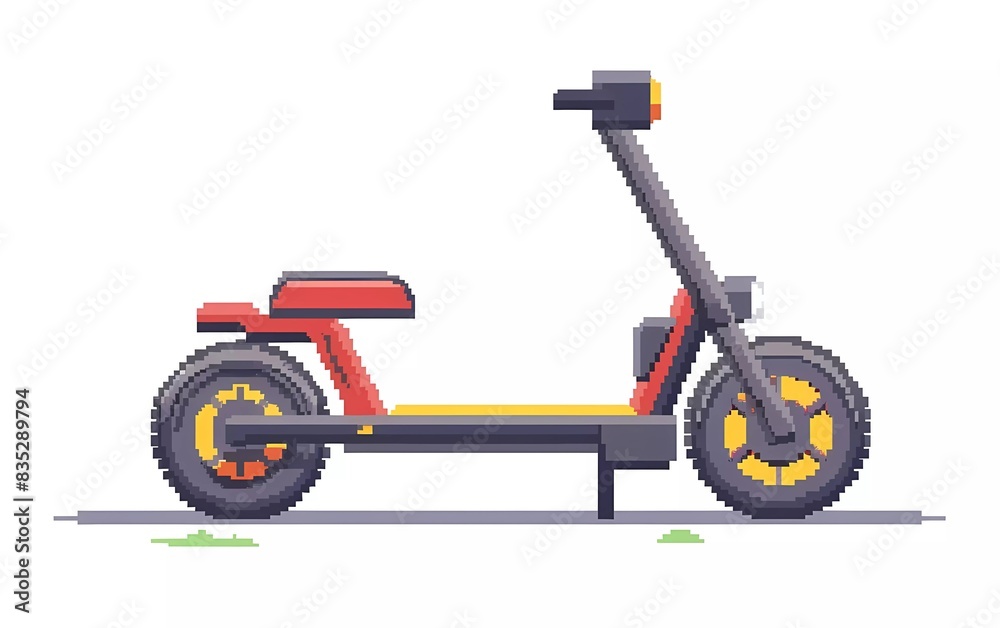 8-bit pixel electric scooter, pixel art vector illustration. isolated ...