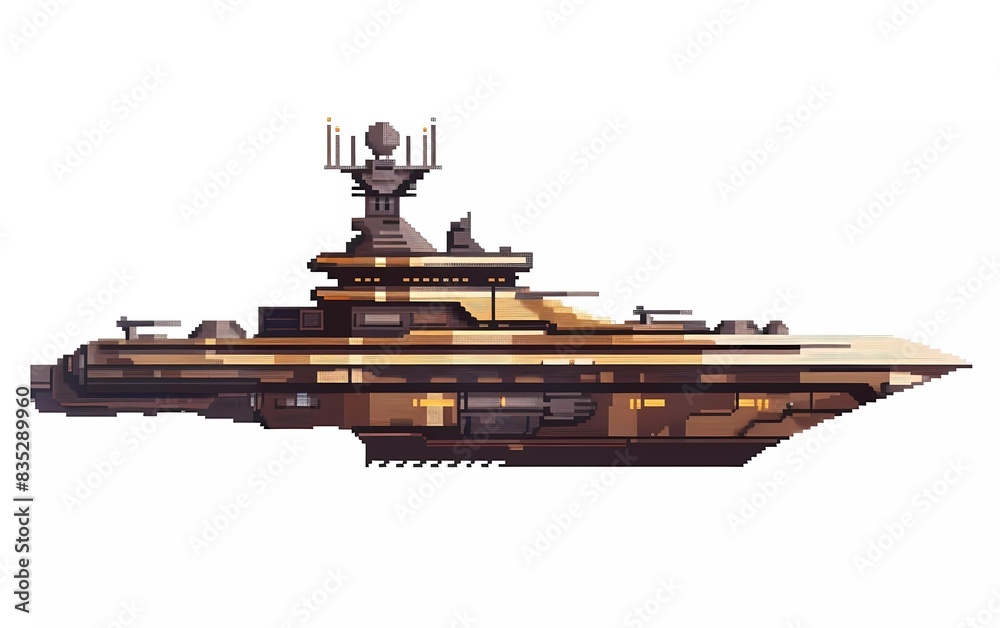 8-bit pixel ship, pixel art vector illustration. isolated on white ...