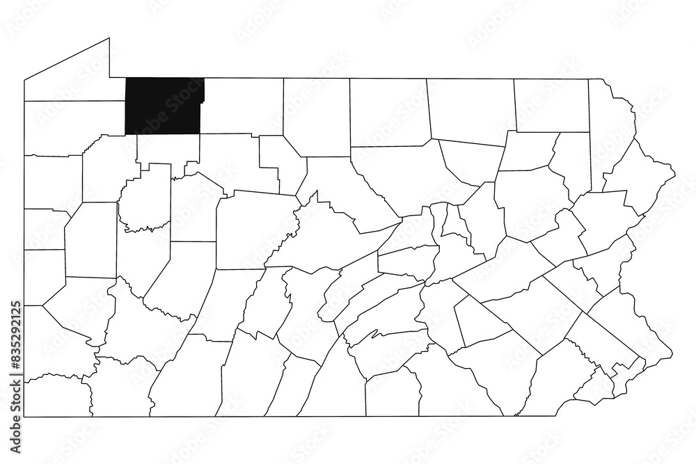 Map of Warren County in Pennsylvania state on white background. single ...