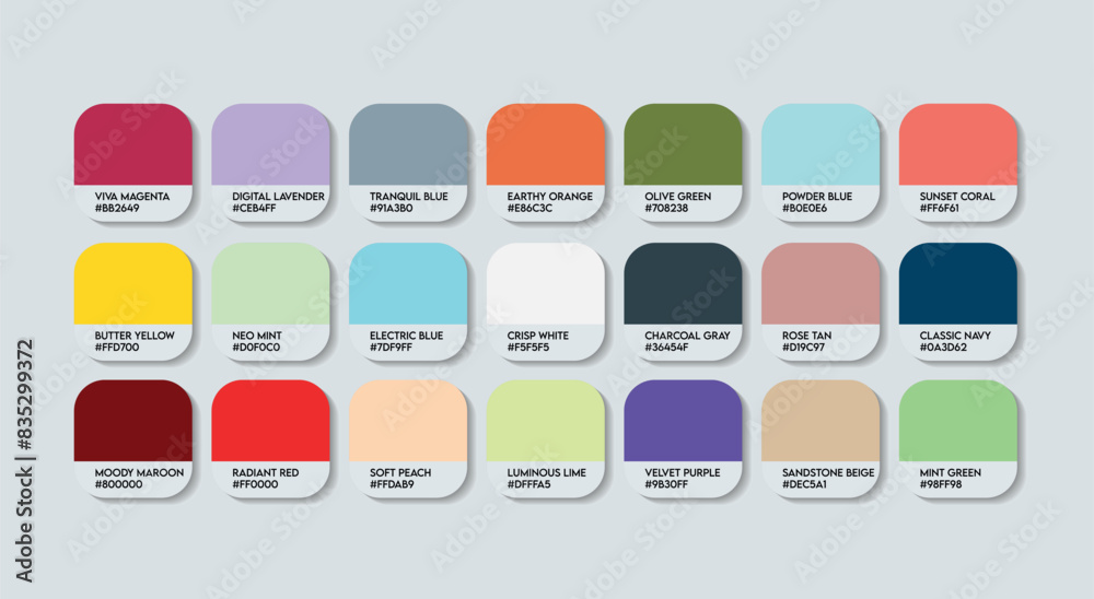 Fashion Trend Color Guide Palette with Color Names 02. Catalog Samples ...