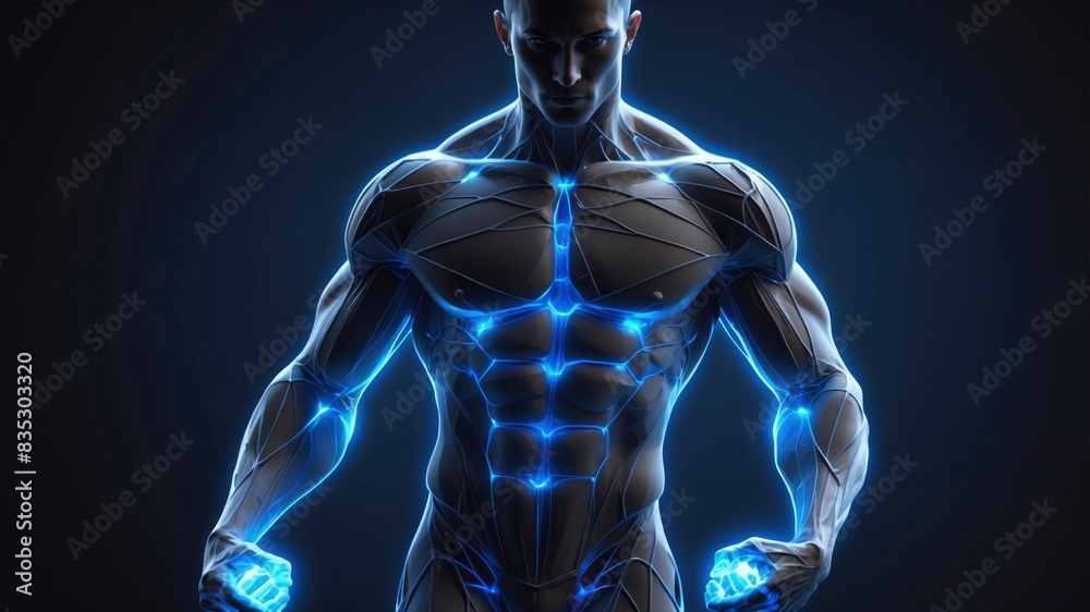 Human power illustrated in low poly wireframe style, with a 3D male ...