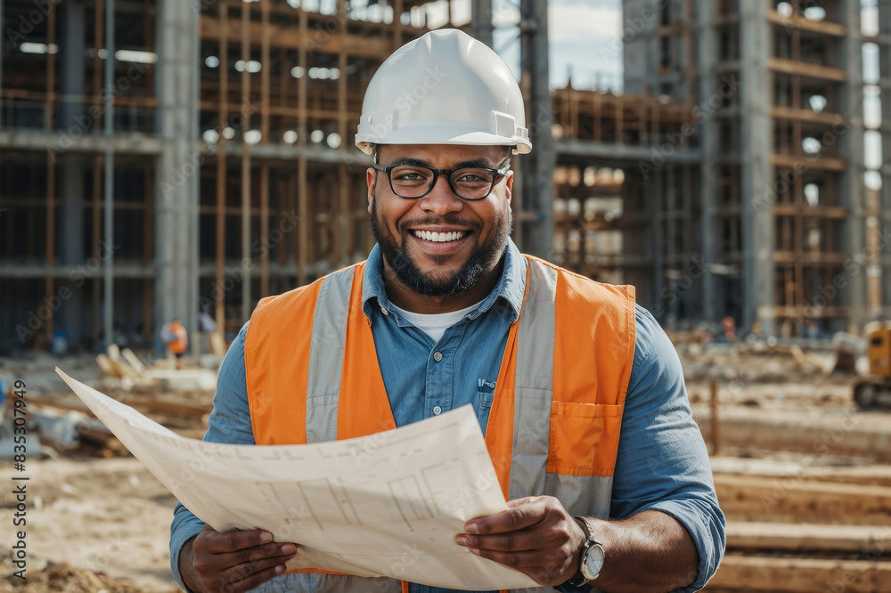 Arabian construction engineer man wearing hard hats looking at ...