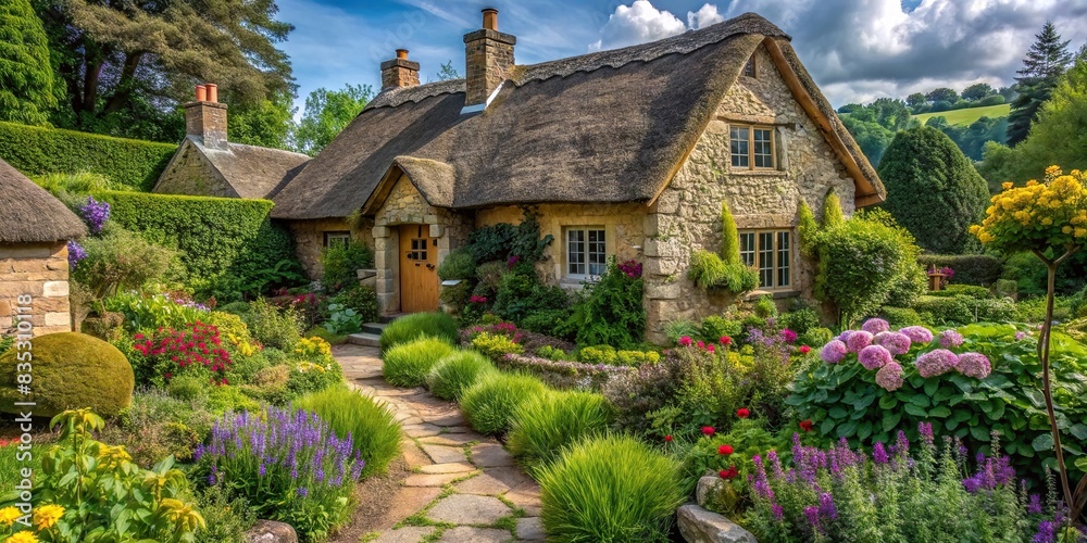 Beautiful English cottage with organic roof and new naturalism garden ...