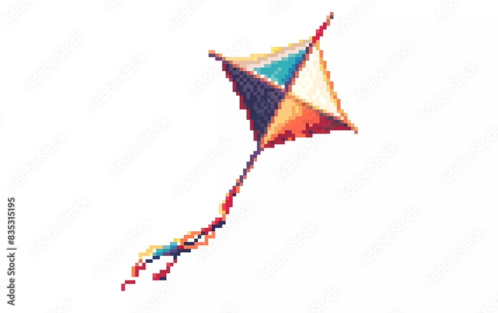 8-bit pixel kite, pixel art vector illustration. isolated on white ...