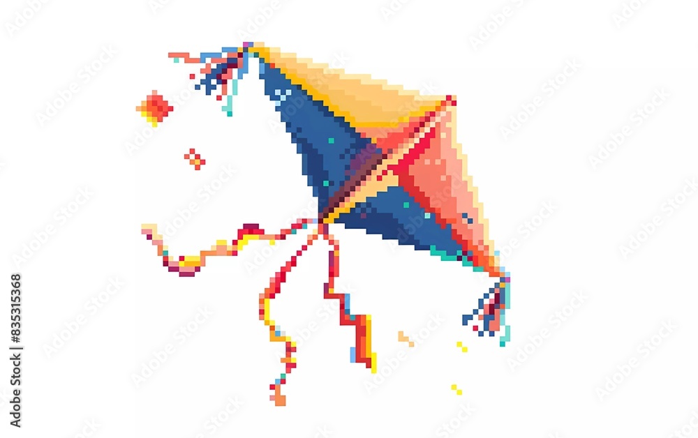 8-bit pixel kite, pixel art vector illustration. isolated on white ...