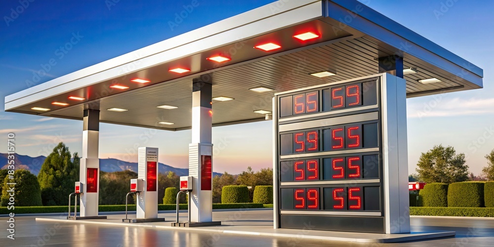 Gas station price display mockup with digital numbers , gas station ...