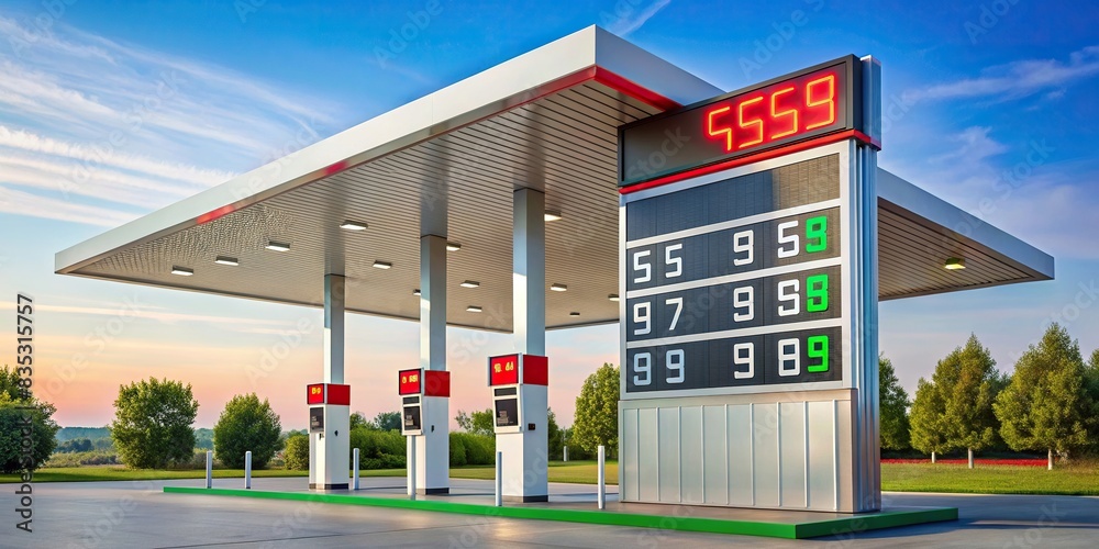 Gas station price display mockup with digital numbers , gas station ...