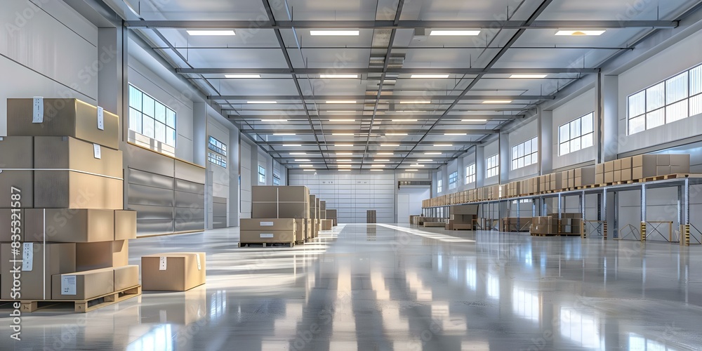 Organized Storage: A Contemporary Warehouse with Stacked Cardboard ...