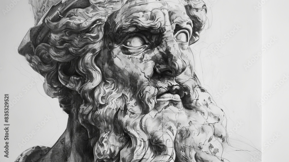 Prophet David, bible, Charcoal pencil drawing, white background, 16:9 ...