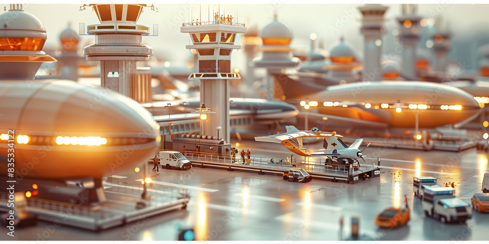 Skyport Terminal: A bustling terminal for airships and flying vehicles ...