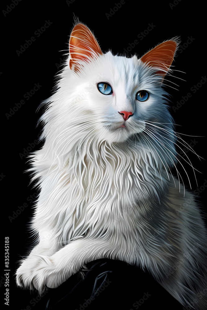 Turkish Van cat (Colored Pencil) - Originated in Turkey, known for ...