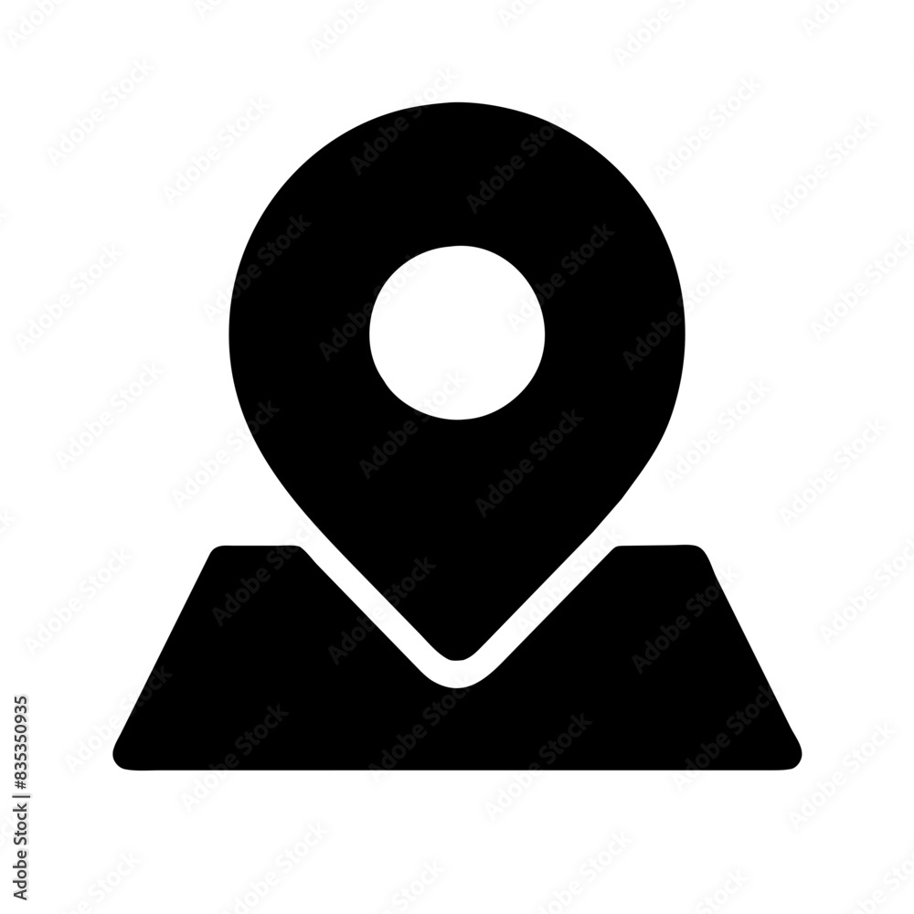 Vector Map Location Pin Icon - Simple Black and White Geolocation ...