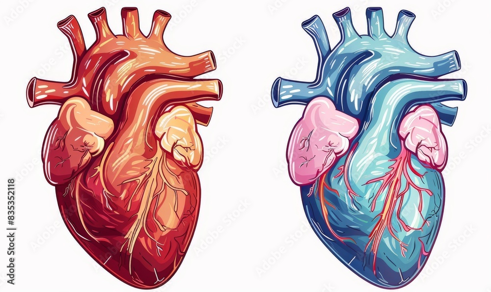 internal cardiovascular organ with enlarged swollen chambers, depicting ...