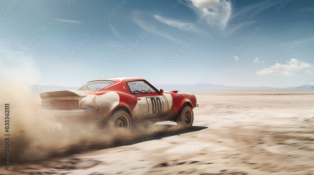 Classic Rally Car in Full Throttle: Sunset Desert Dash Stock ...