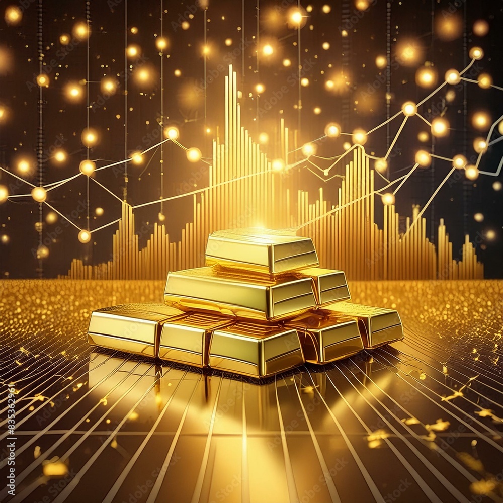 Gold bar stack and investment stock graph business concept on gold ...