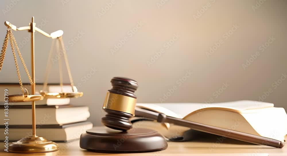 Symbols of Law: Gavel, Scales, Books, and Mallet Representing Justice ...