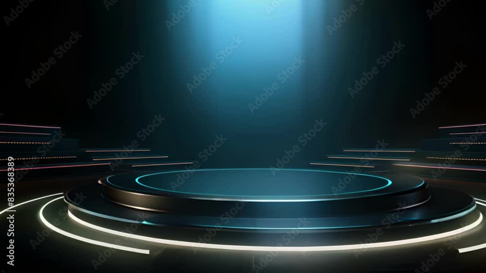 podium Futuristic showcase with platform for product displaying. Empty ...