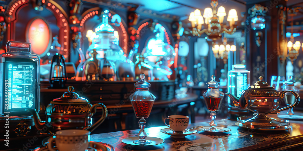 Neo-Victorian Tea House: A tea house with a Victorian-era aesthetic but ...