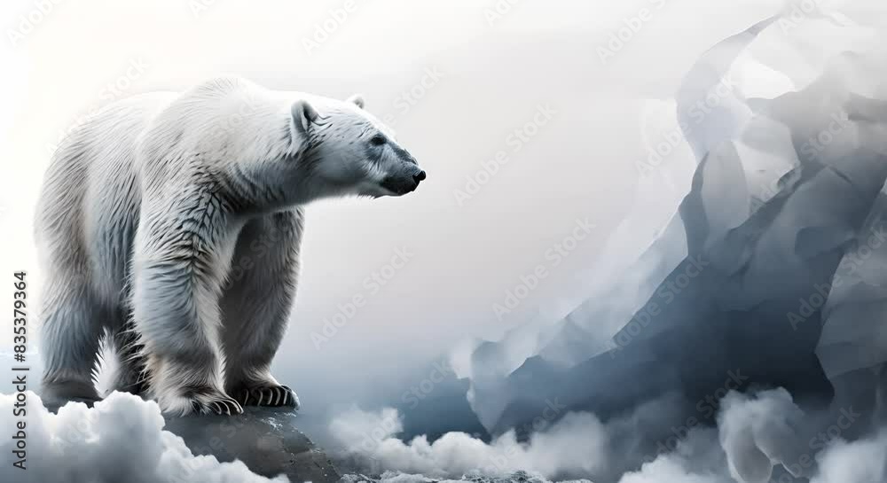 Survival Symbolized: Polar bear on melting ice cap amidst climate ...