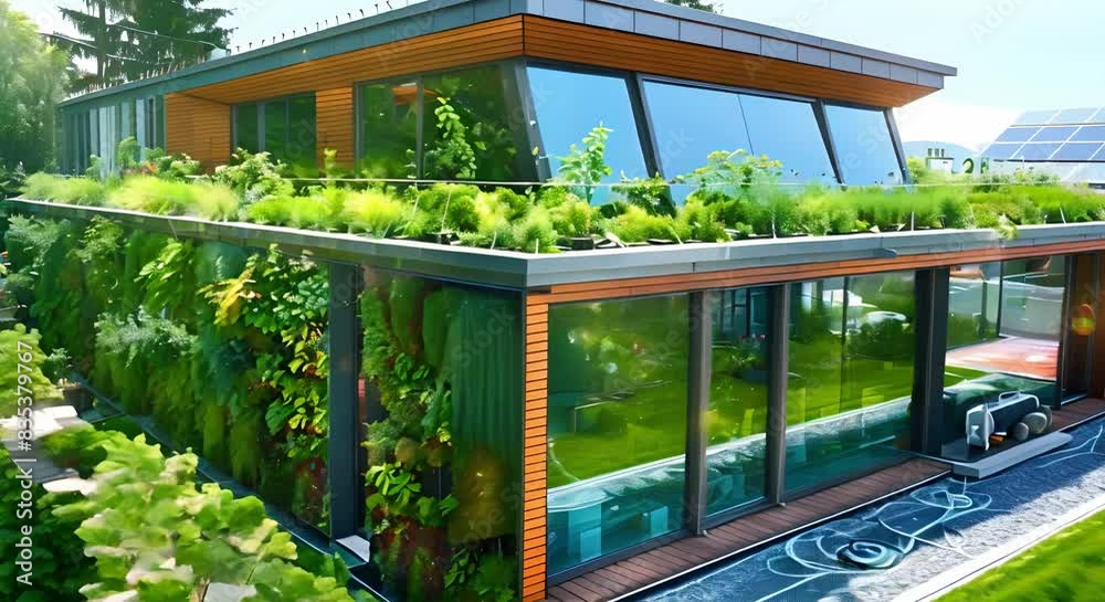 Green buildings use solar panels green roofs and water harvesting for ...