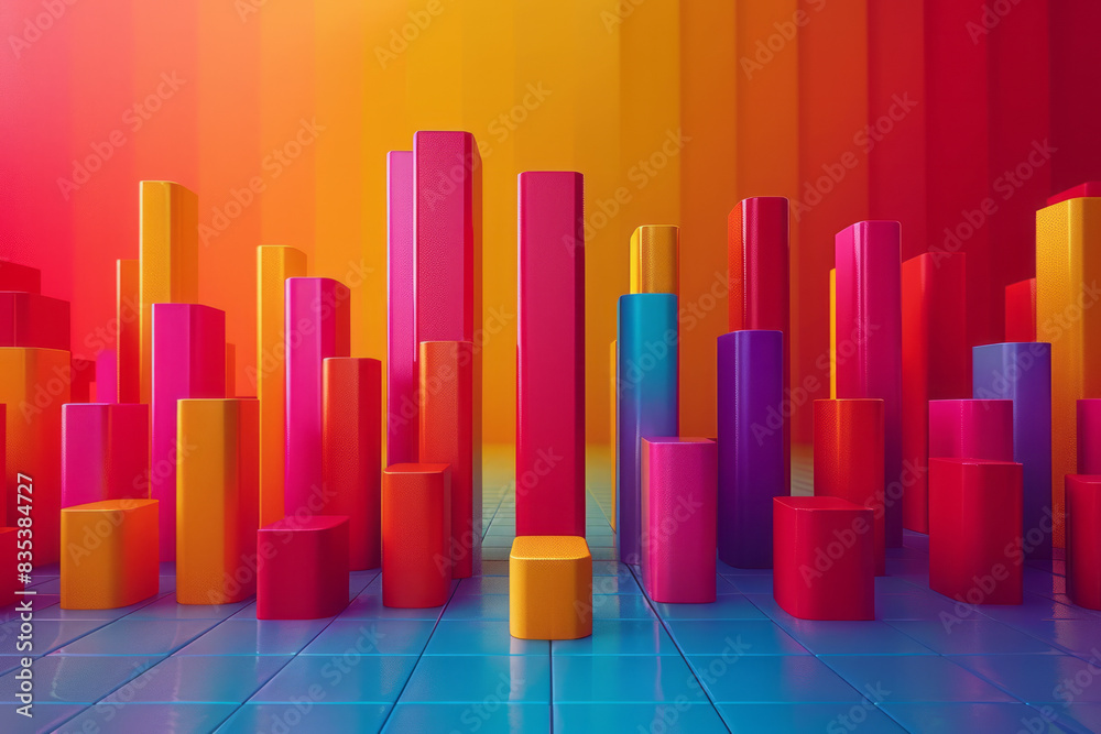 An animation of a bar graph with bars that grow taller over time ...