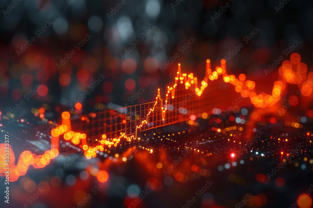 An animation of a line graph with a steady upward trend, with key ...