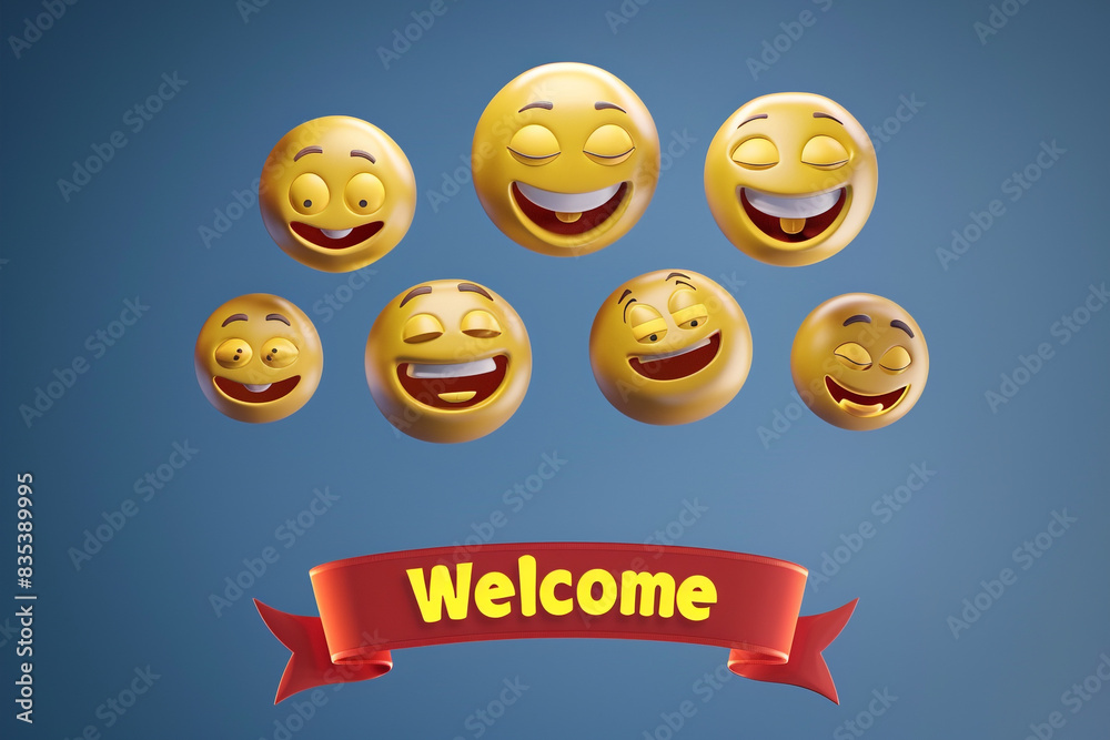 Foto de Create a 3D luxury yellow emoji with welcoming expressions ...