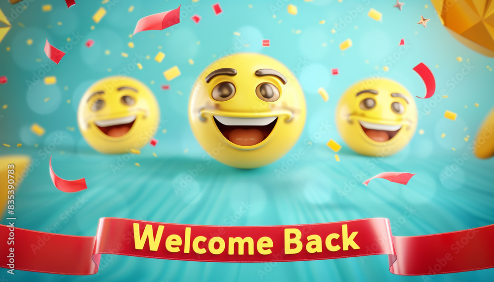 A soft aqua backdrop, accentuating a 3D luxury yellow emoji with ...