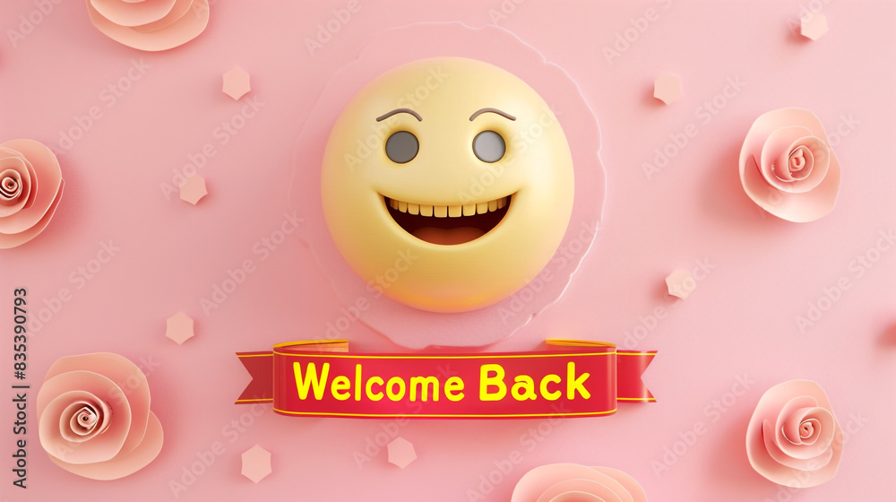 A soft rose pink backdrop highlighting a 3D luxury yellow emoji, its ...