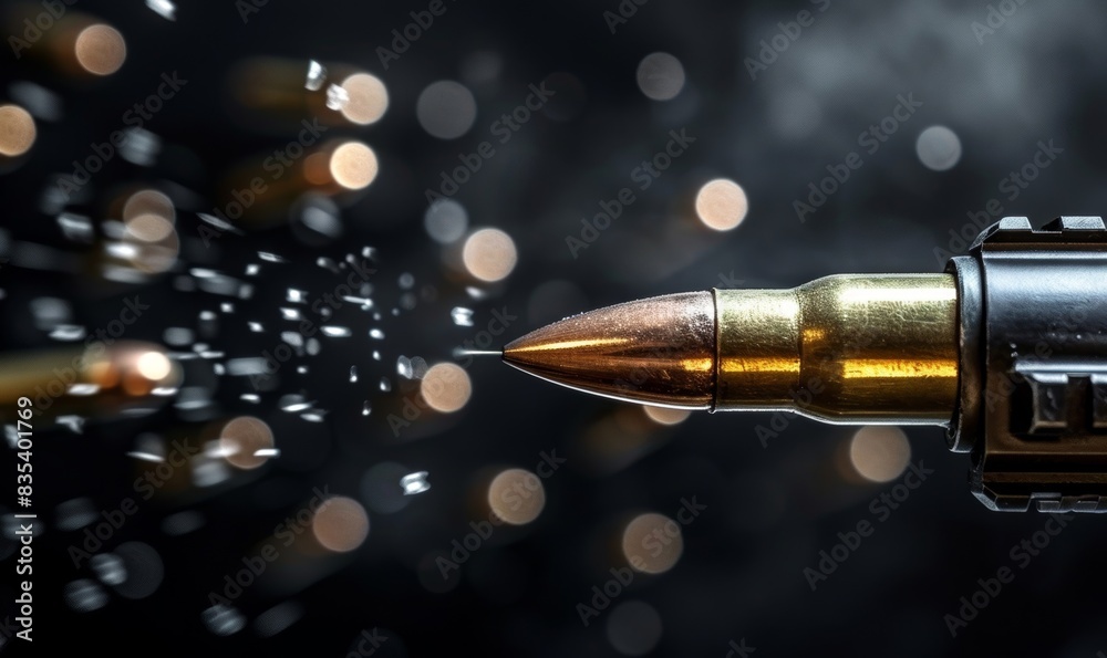 generic assault riffle shooting firepower bullets isolated on black ...