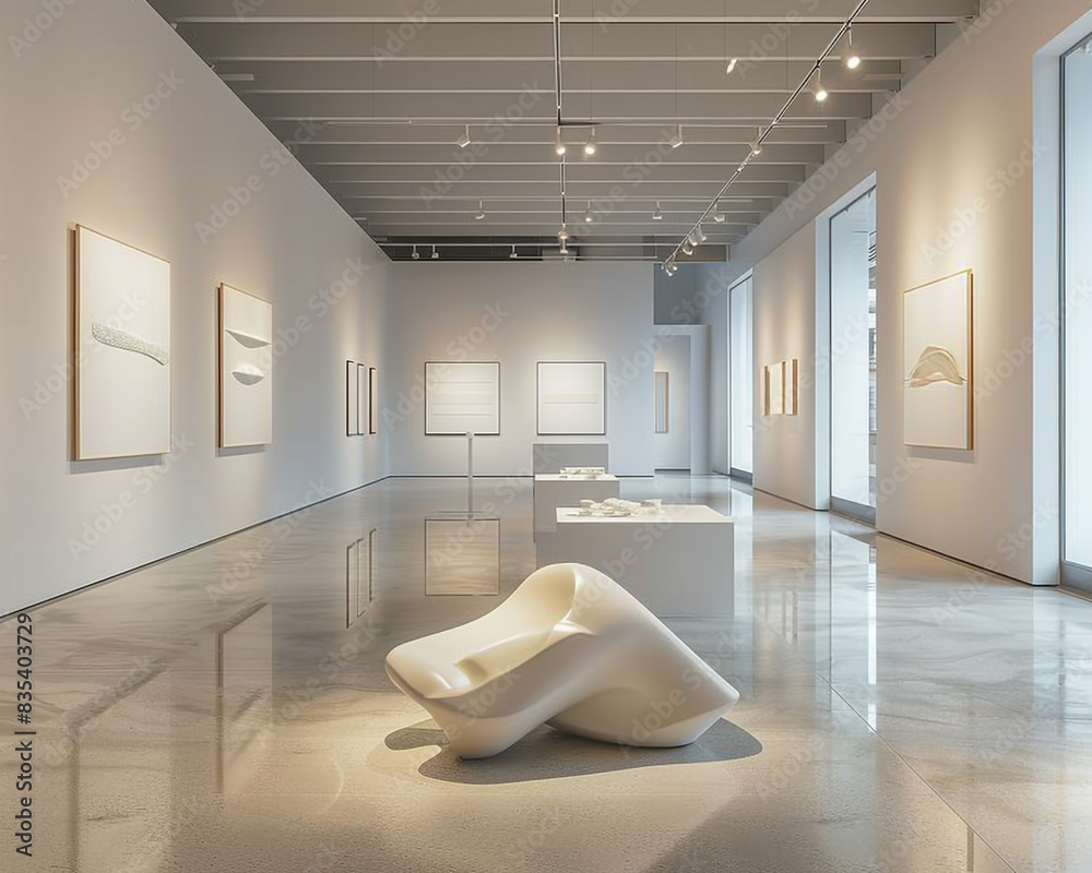 Minimalist Avant Art Gallery layout displaying contemporary parametric ...