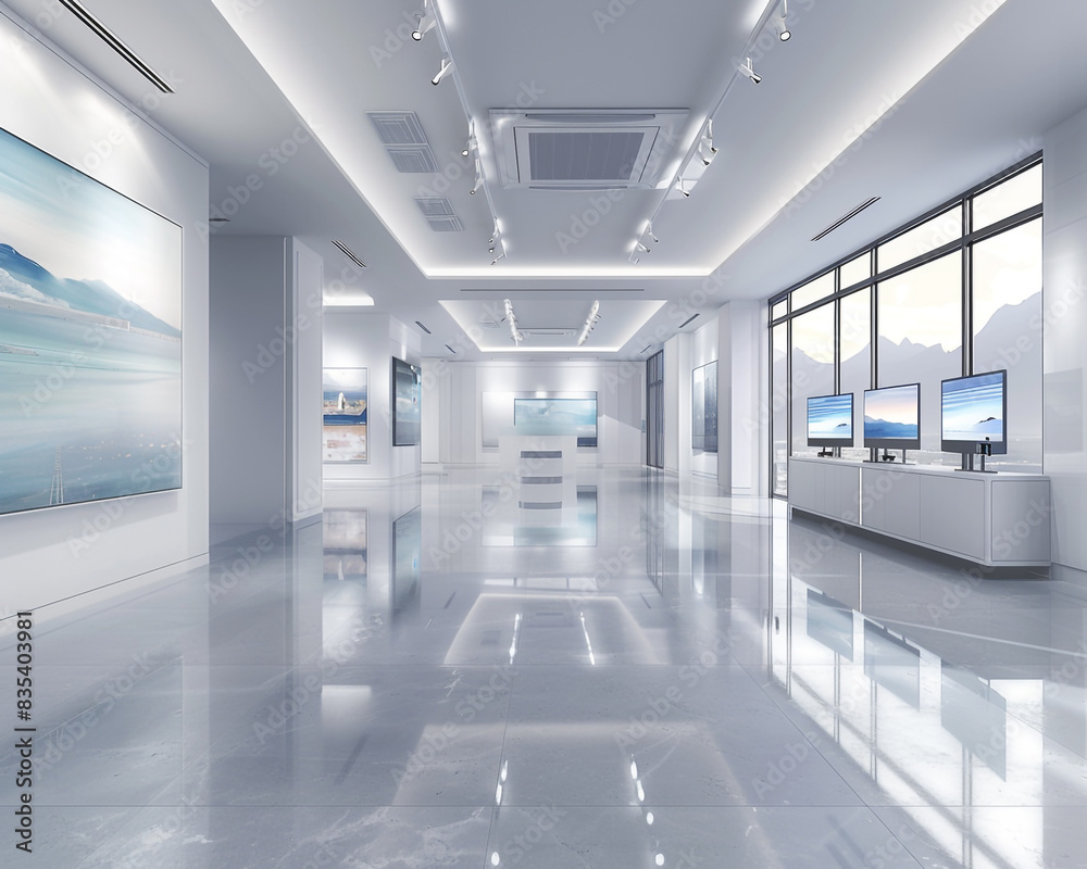 Refined Avant Art Gallery interior featuring modern photogrammetry art ...