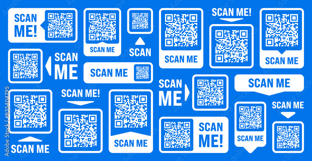 Scan me QR code sticker with text. Online payment. Special offer sale ...