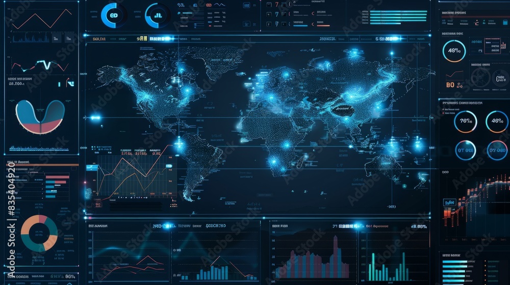 A large screen displaying a detailed map of the world, showcasing ...