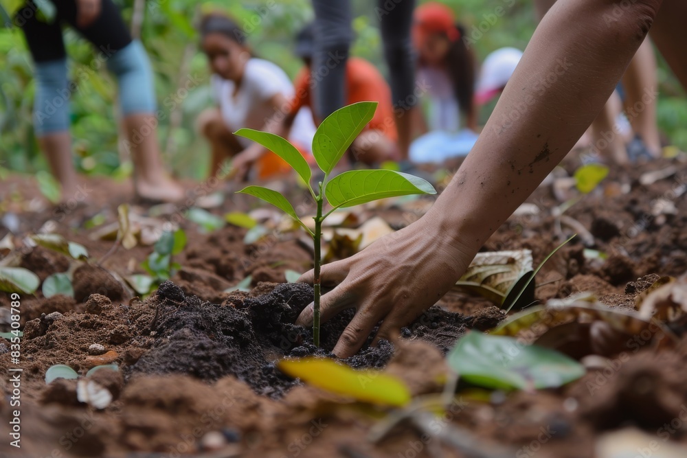Young Tree Planting to Combat Deforestation and Promote Sustainability ...