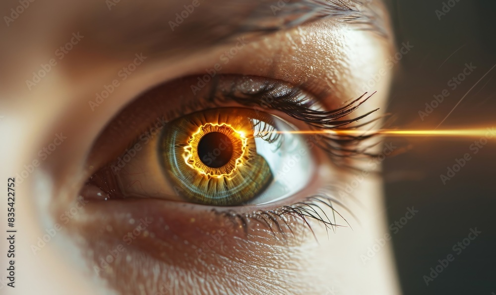 closeup of a human eye with Lasik vision laser correction procedure and ...