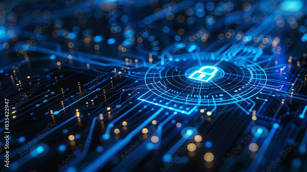 Virtual display with security icon cyber security and data protection ...