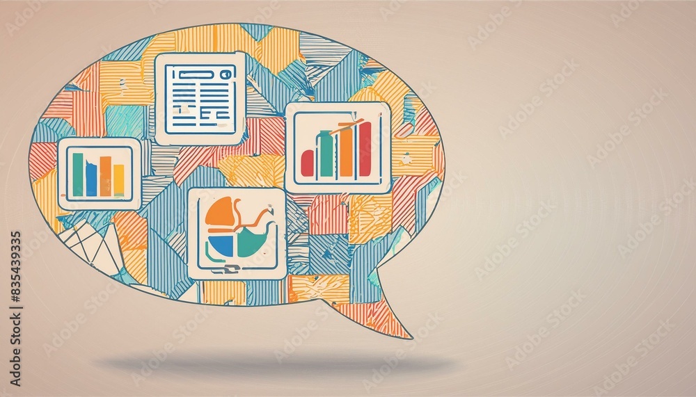 Simple graphic of a conversation bubble filled with charts and graphs ...