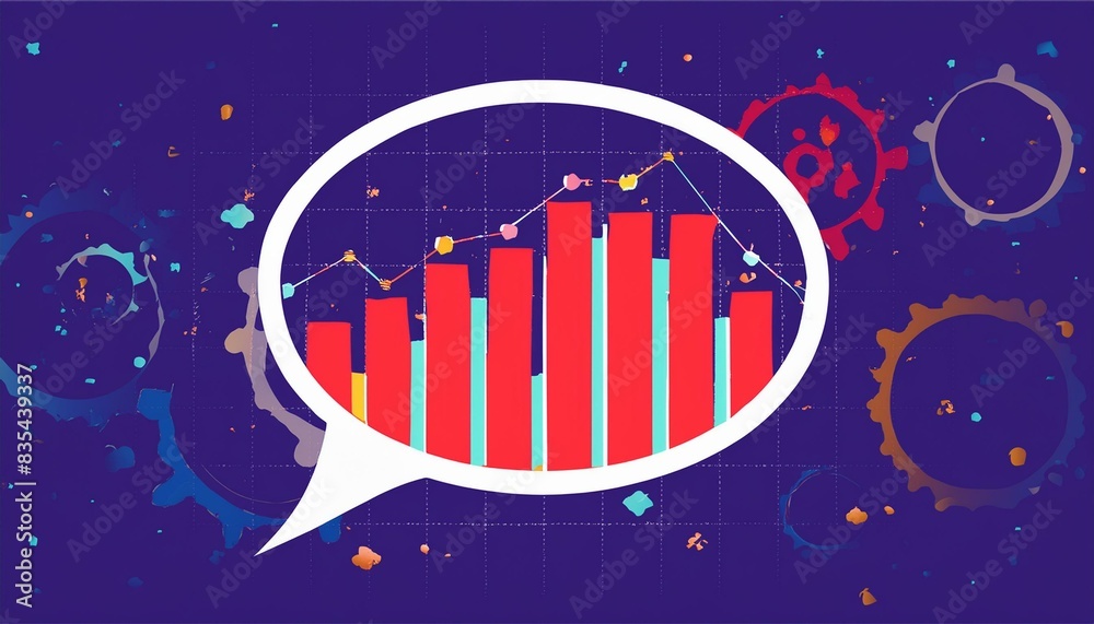 Simple graphic of a conversation bubble filled with charts and graphs ...