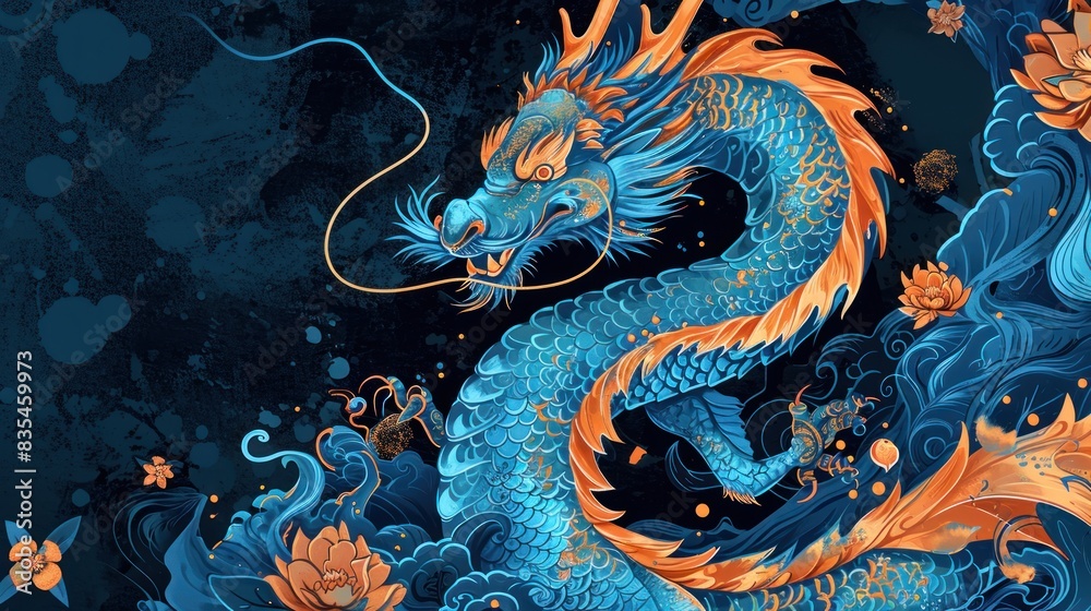 Poster, Foto Chinese lunar new year celebration template with zodiac ...