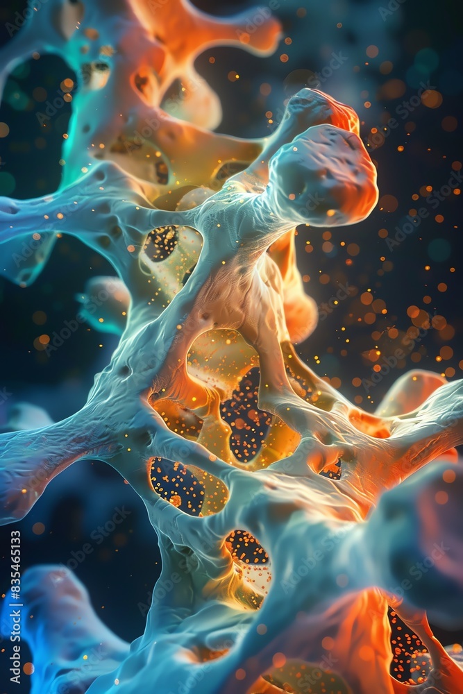 Calcium Bone Strength A 3D image of calcium particles reinforcing bone ...