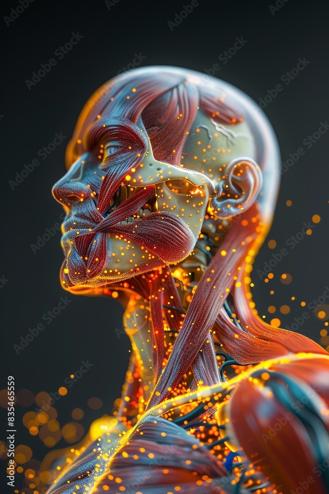 Magnesium Muscle Function A 3D muscular system highlighted with ...